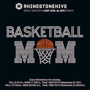 Basketball MOM 3 Sizes Ss6 Ss8 Ss10 Rhinestone Templates - Etsy