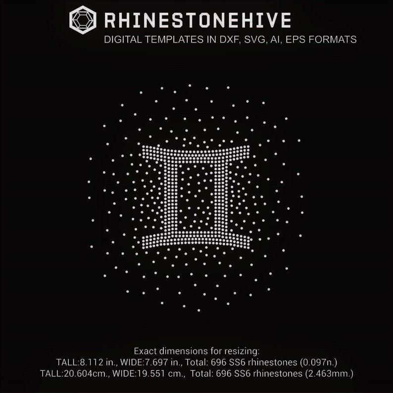 Gemini Zodiac Sign 3 Sizes Ss10 Ss8 Ss6 Rhinestone Template - Etsy