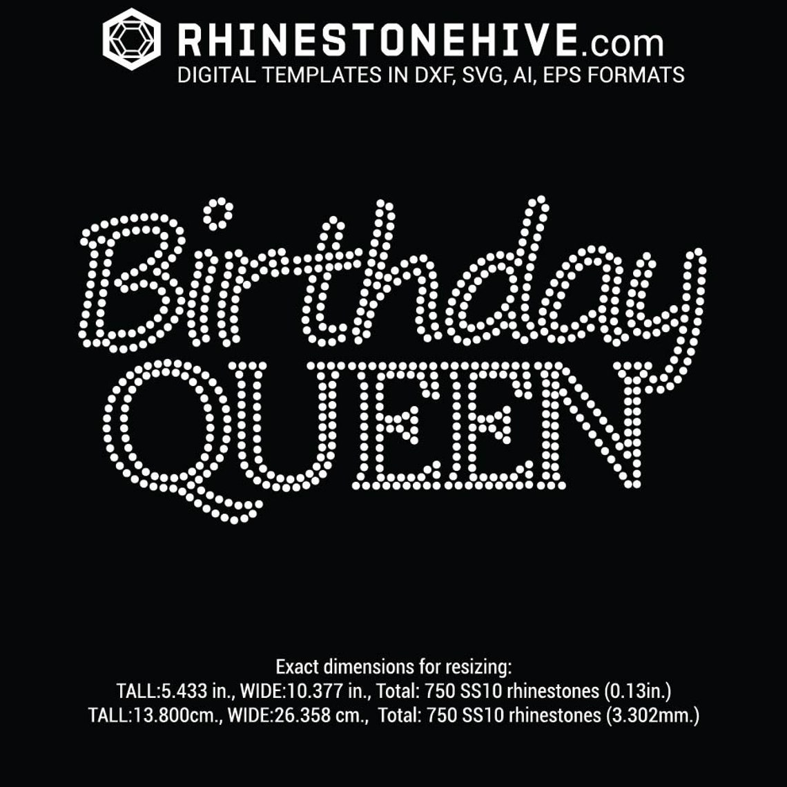 Birthday QUEEN Rhinestone Templates Digital Download Svg - Etsy