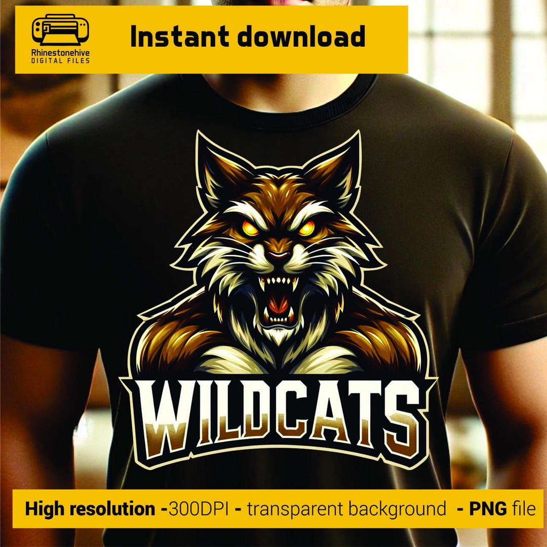 Wildcats Mascot PNG – Fierce Wild Cat Head Logo | DTF, DTG, Sublimation ...