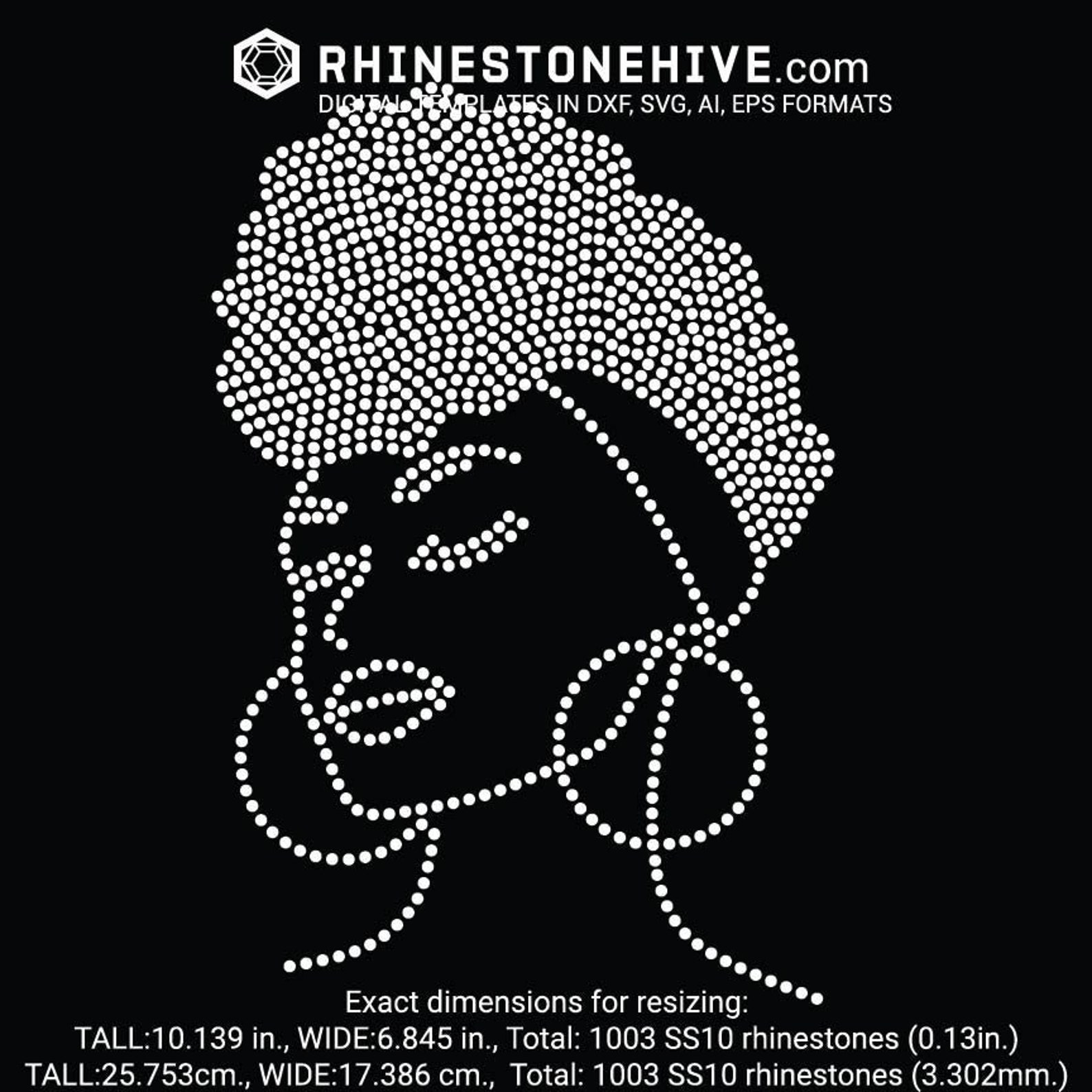 Afro Diva Rhinestone Template, SVG, PNG, DXF (digital Download) - Etsy