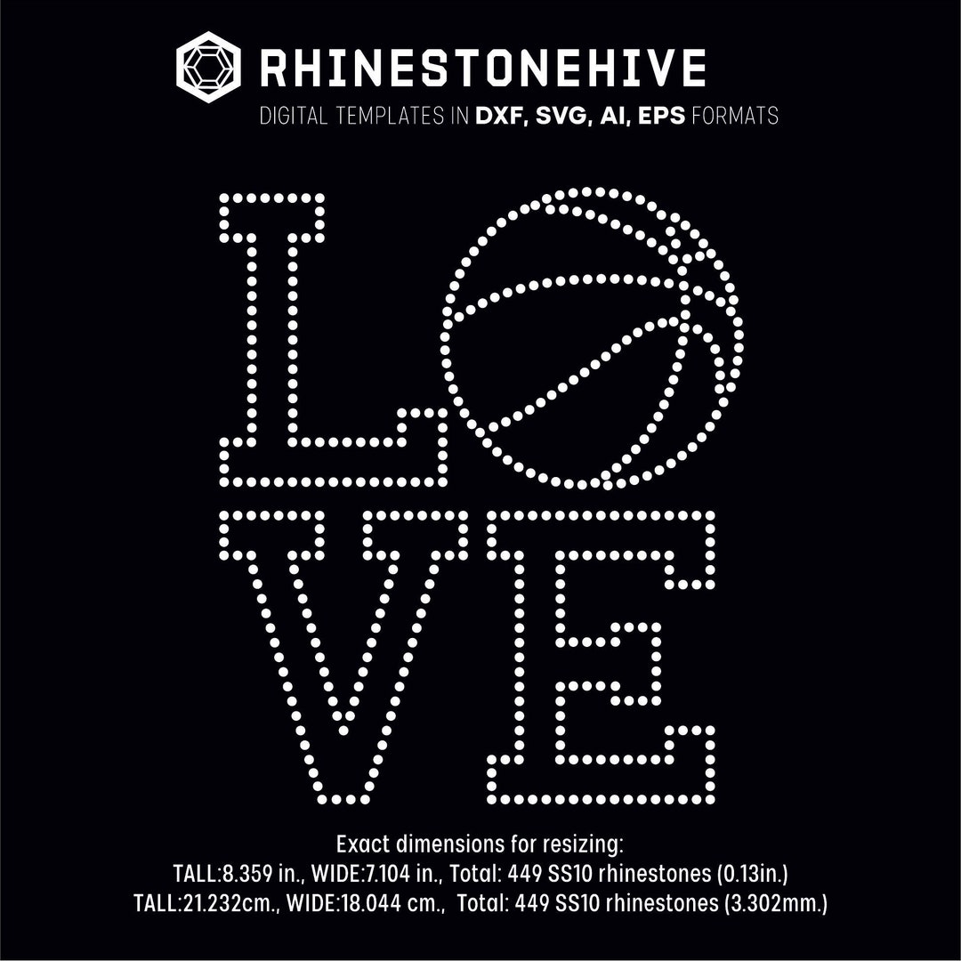 Love Basketball Rhinestone Template Digital Download, Svg, Eps, Png ...