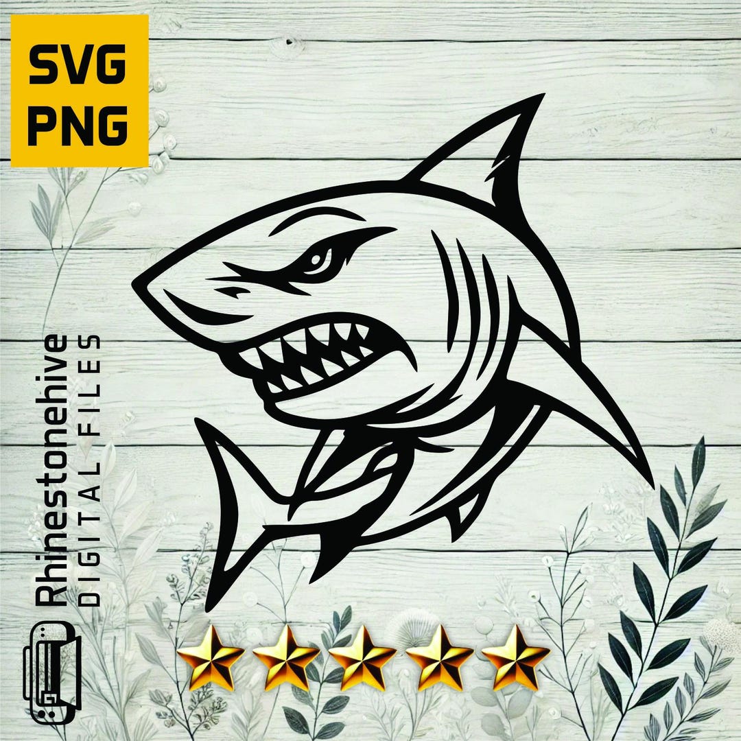 Tiburón SVG / Tiburón agresivo / PNG SVG para calcomanías, logotipos ...