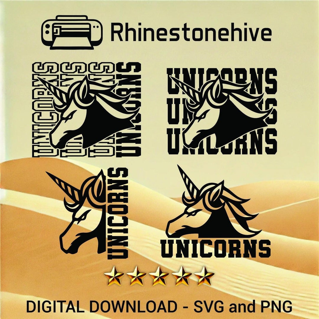 Unicorn Typography Logo Pack – SVG & PNG, Sports Team Designs (digital ...