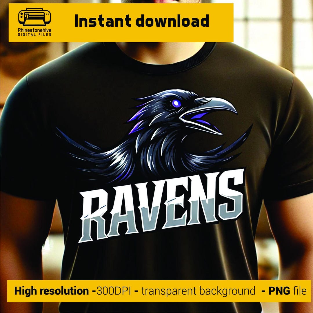 Ravens Mascot PNG – Fierce Black Bird Logo for DTF, DTG, Sublimation ...