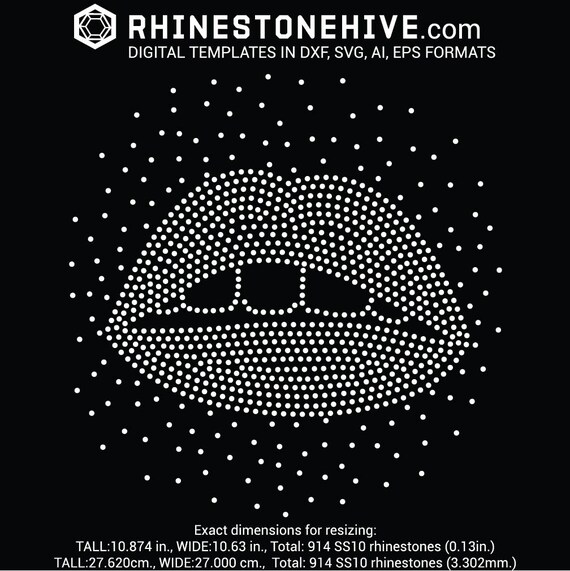 Lips scattered rhinestone template digital download png svg dxf eps ...