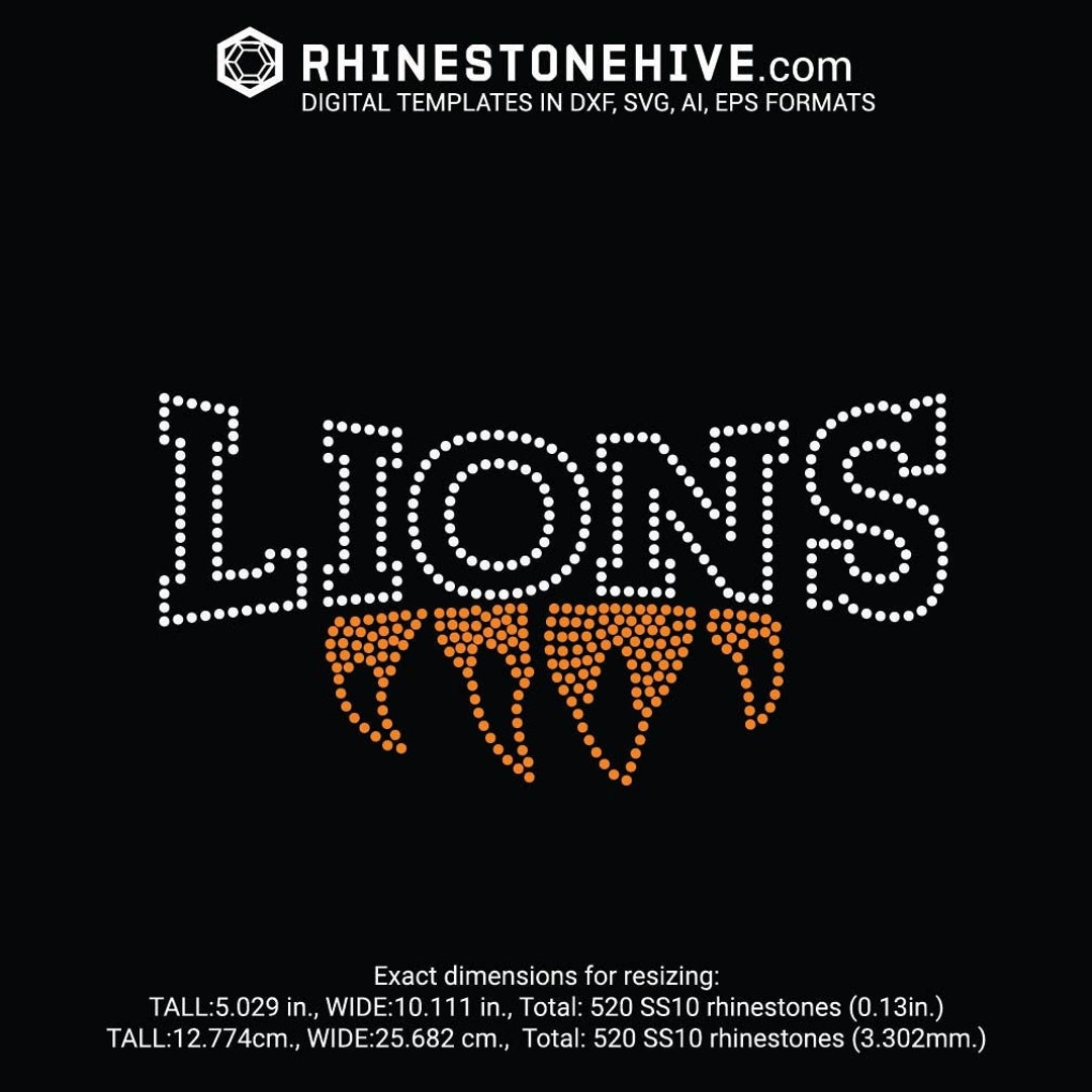 LIONS With Nails Rhinestone Templates, Cheerleader, Fan, Leotard ...