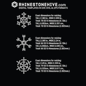 9 Small Snowflakes Rhinestone Template Digital Download, Svg, Eps, Png ...