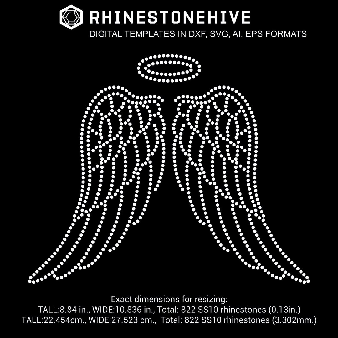 Angel Wings Rhinestone Templates Digital Download Svg Eps - Etsy