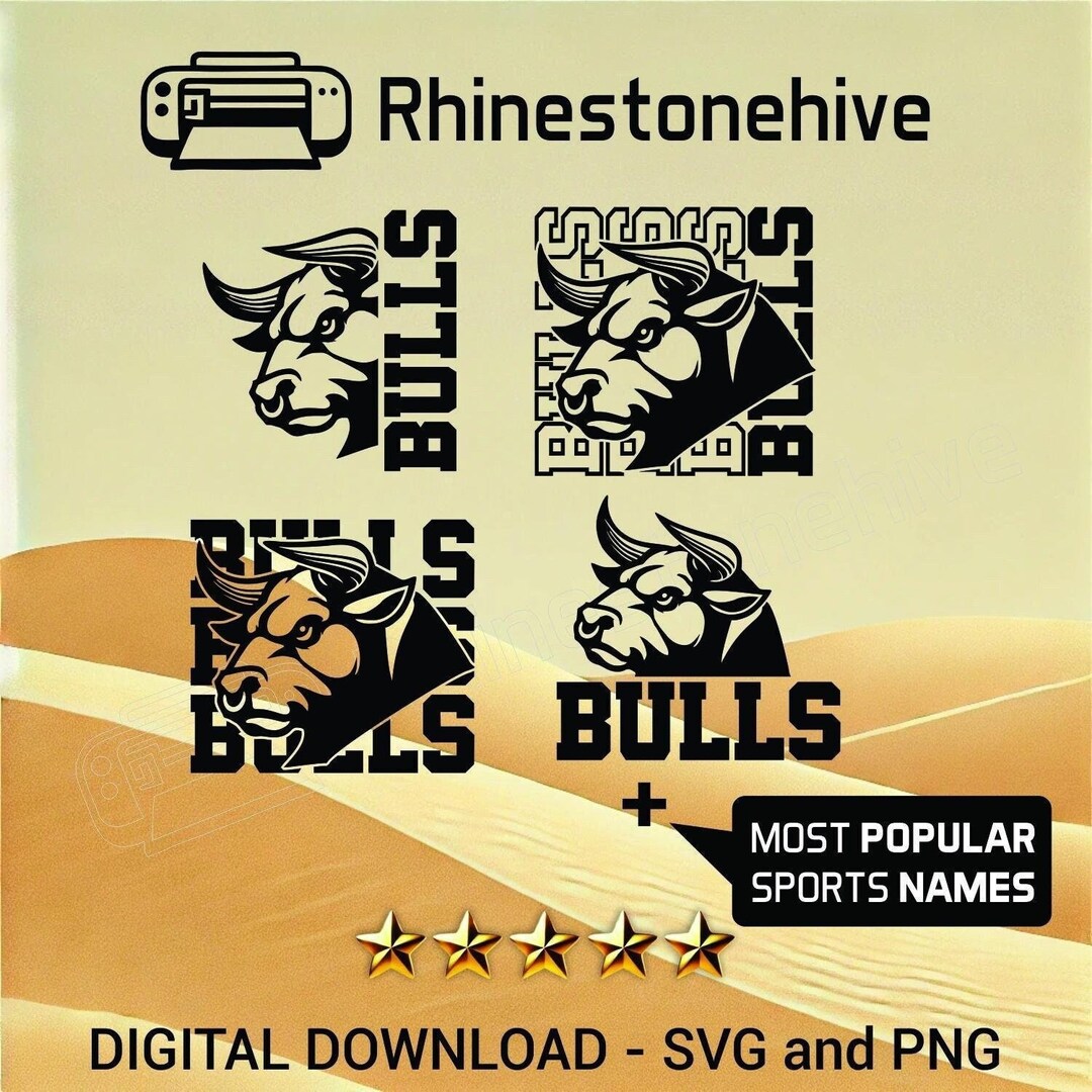 BULLS Typography Logo Pack– Premium Digital Artwork in SVG & PNG 4 ...