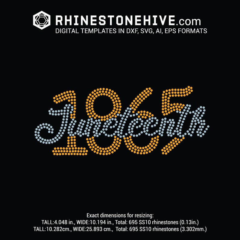 1865 Juneteenth Rhinestone Template Digital Download Svg | Etsy