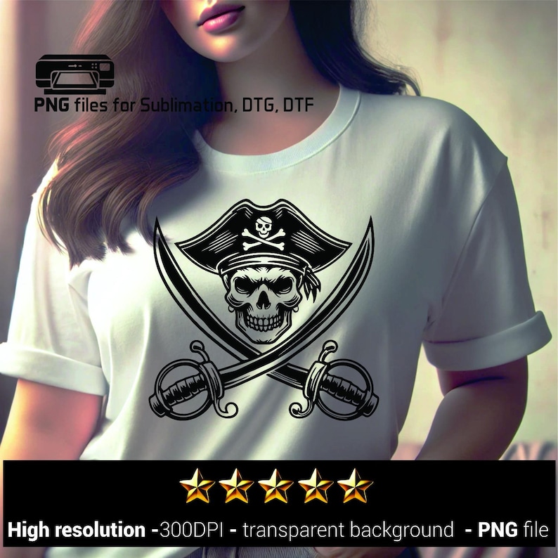 Pirate Skull & Crossed Swords SVG, Jolly Roger Design (digital Download ...