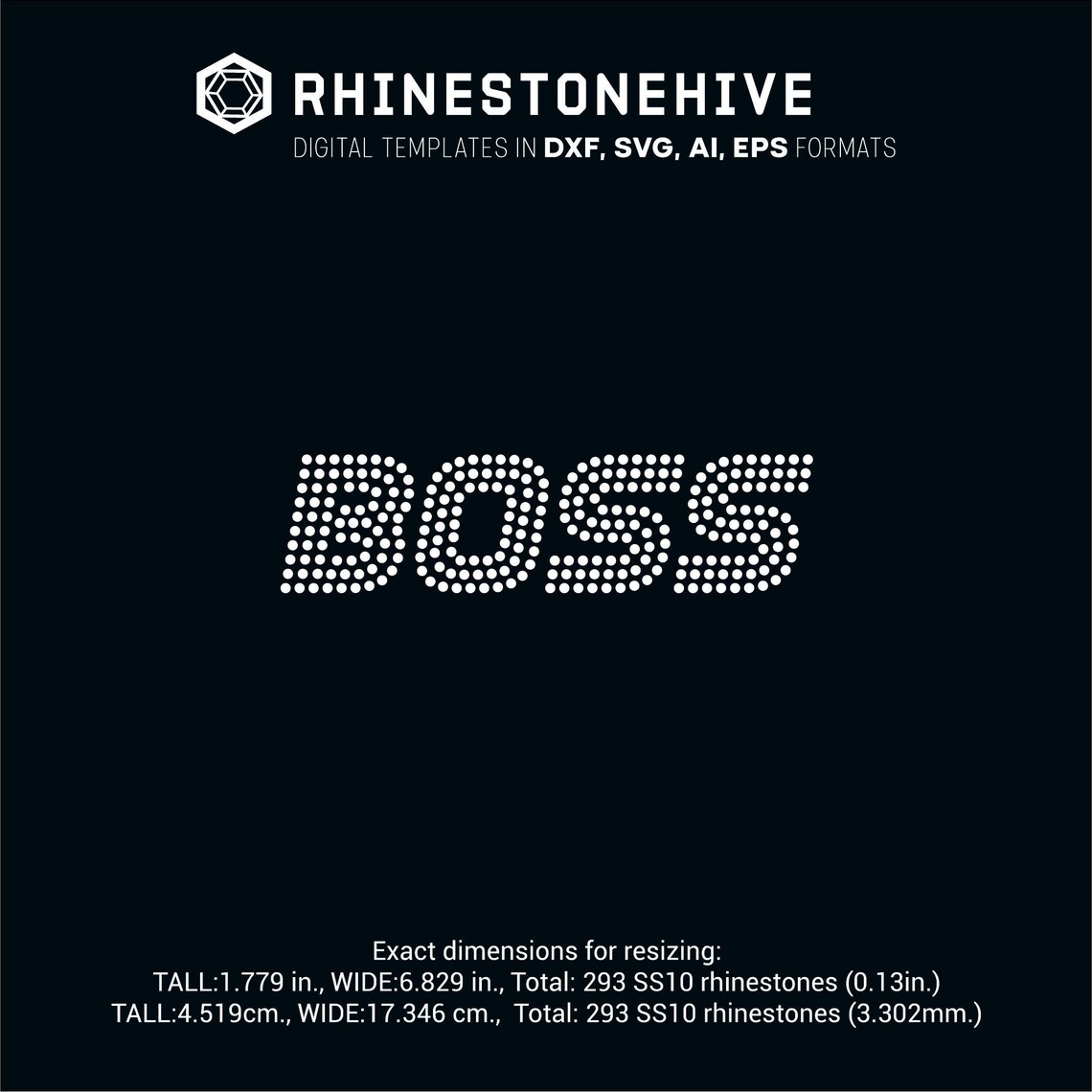 Boss Rhinestone Template Digital Download, Svg, Eps, Png, Dxf - Etsy