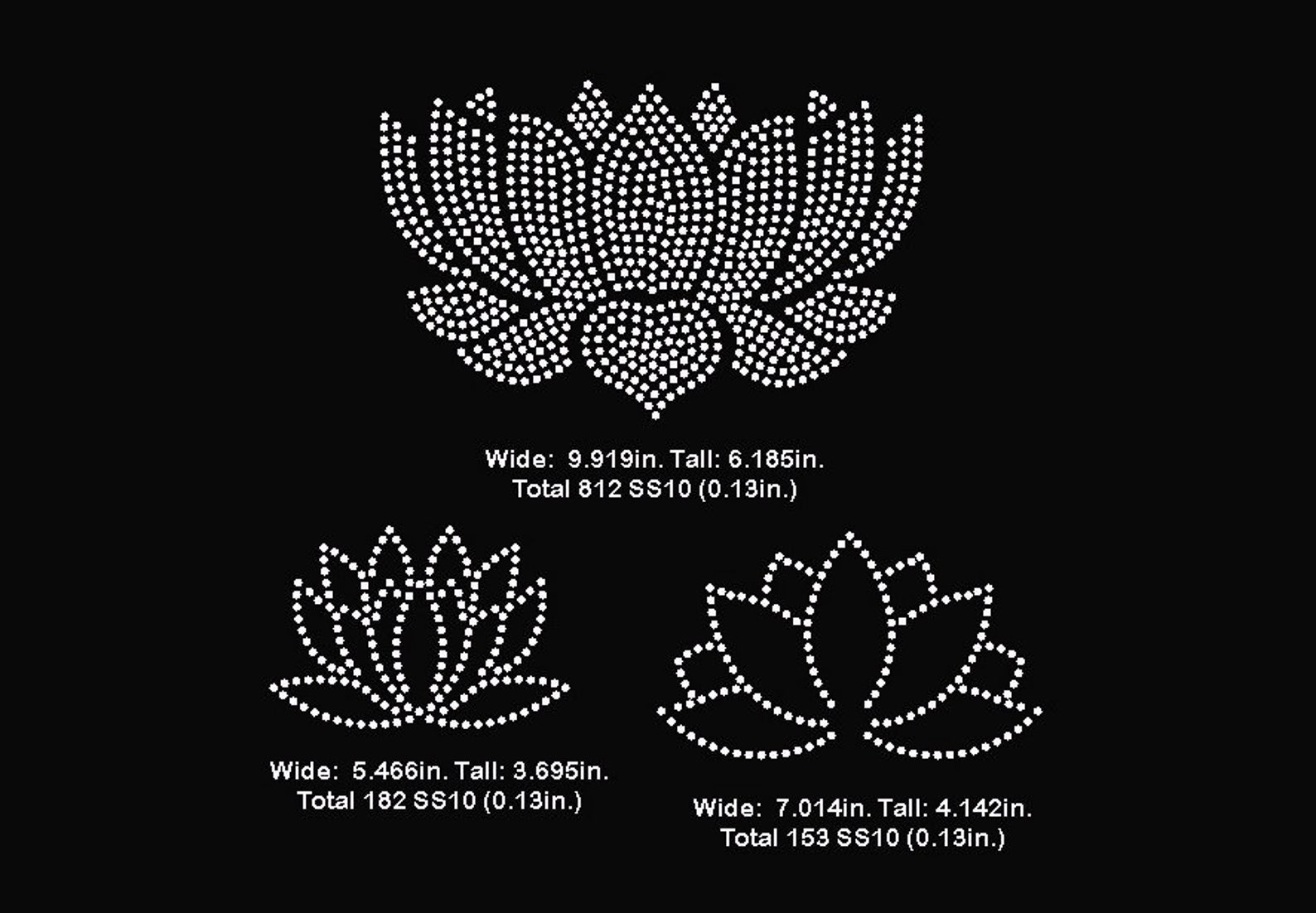 Lotus Flower 3 Designs Rhinestone Template Digital Download, Svg, Eps ...
