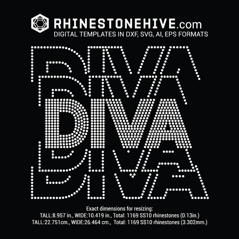 DIVA Tiled Rhinestone Template Digital Download Svg Eps - Etsy