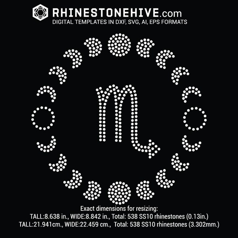 Zodiac Signs Rhinestone Template, Moon Phases SVG DXF (digital Download ...