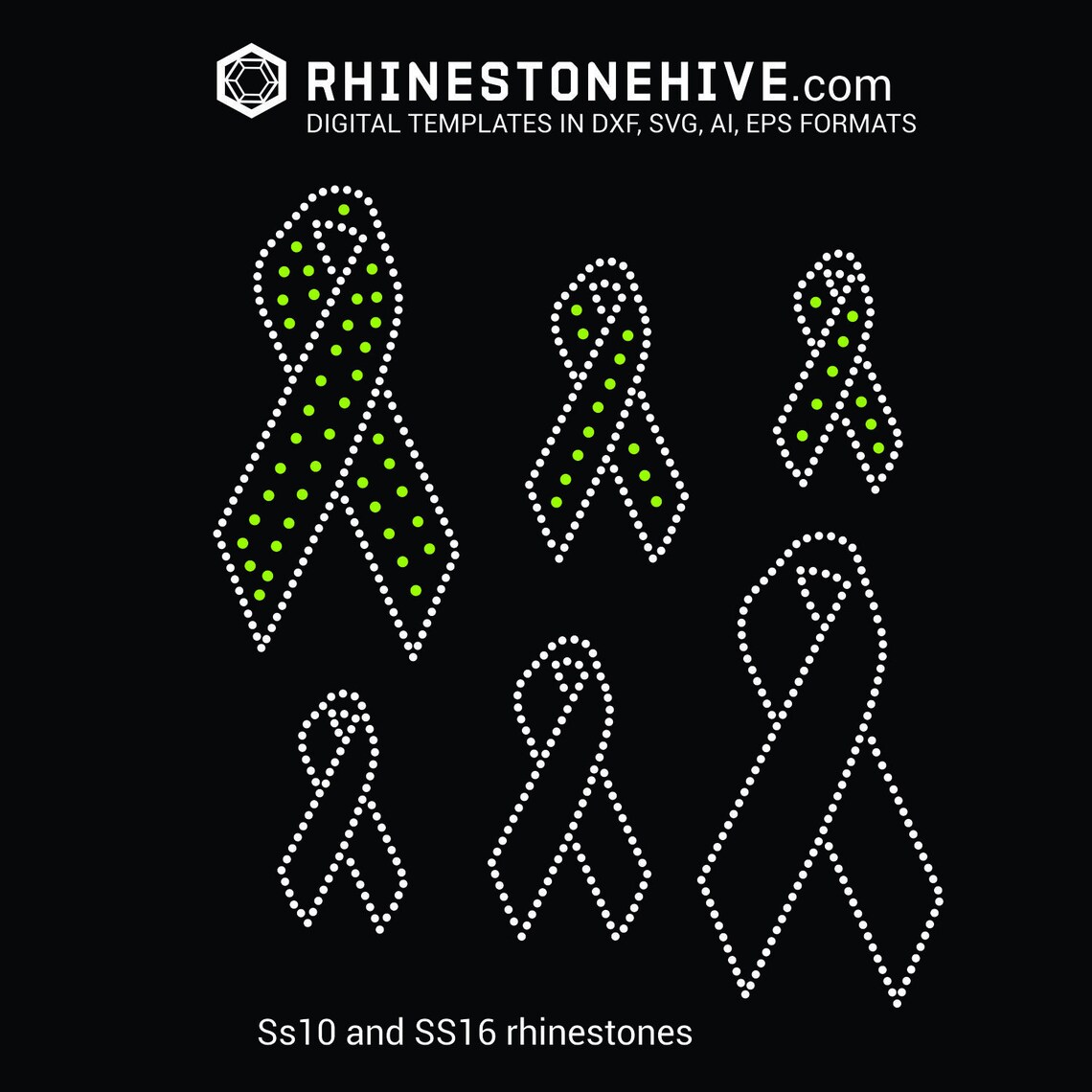 Cancer Awareness Ribbon SS10 SS16 Size Rhinestone Template - Etsy