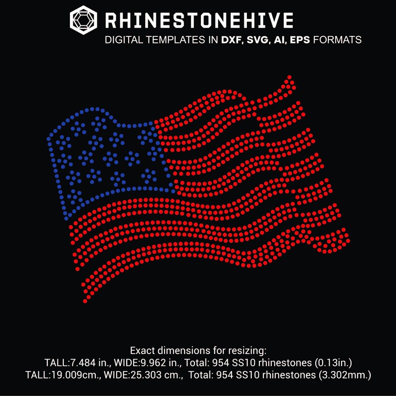 American Flag Rhinestone Template – Patriotic USA Bling SVG PNG Dxf for ...