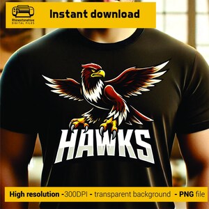 Flying Hawks Mascot PNG – Aggressive Hawk With Talons Logo for DTF, DTG ...