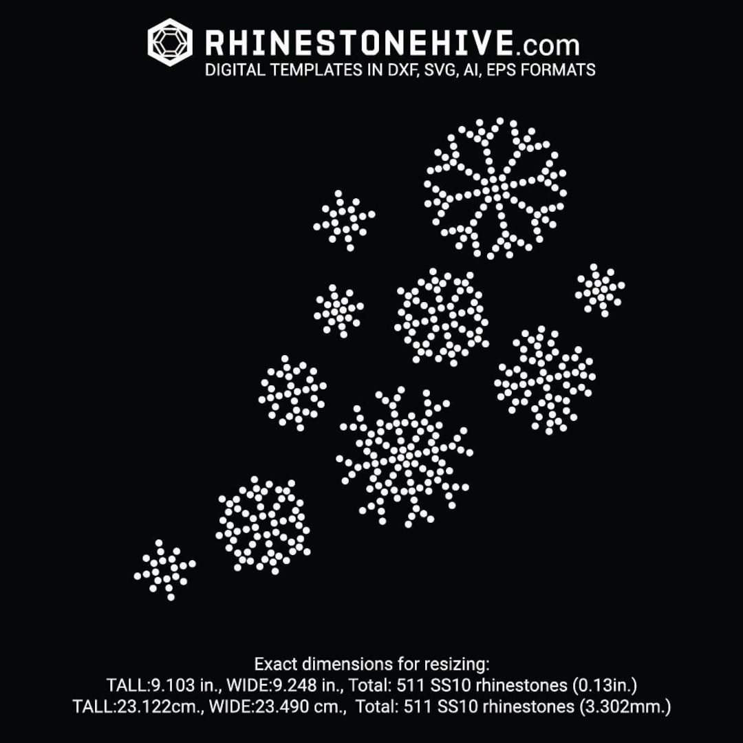 Snowflakes Ornament Rhinestone Template Digital Download, Svg, Eps, Png ...