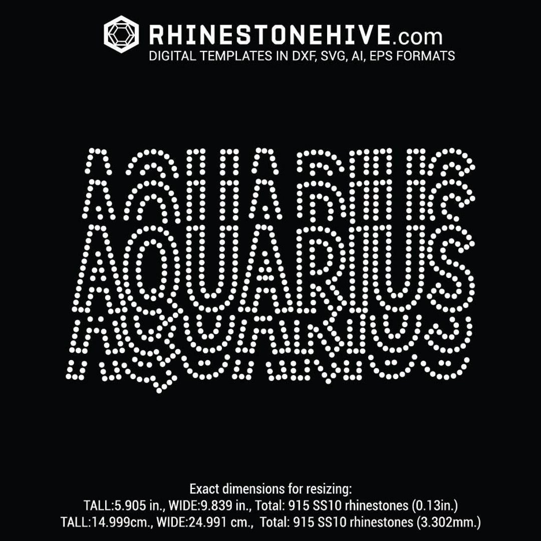Aquarius Zodiac Sign Name Tiled Rhinestone Template Digital Download ...