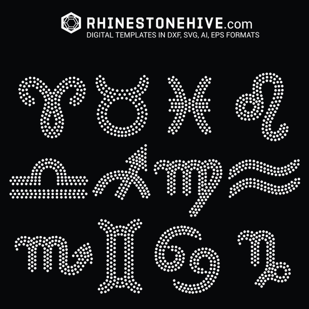 Astrology - Zodiac - All 12 Signs Rhinestone Template Digital Download ...