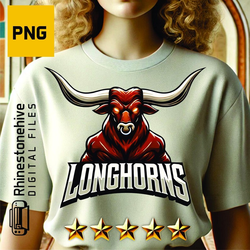 Muscular Longhorns Mascot PNG – Ring-nosed Bull Logo for DTF, DTG ...