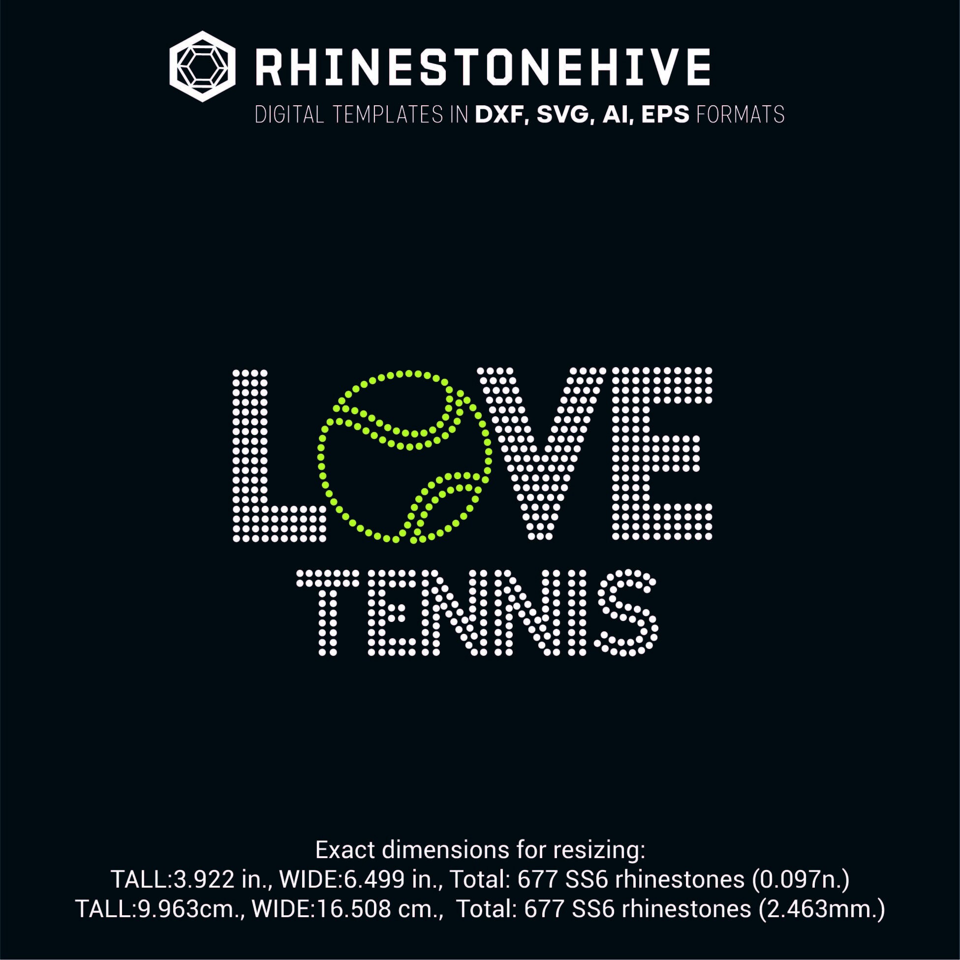 LOVE Tennis 3sizes ss6 ss8 ss10 Rhinestone Templates | Etsy