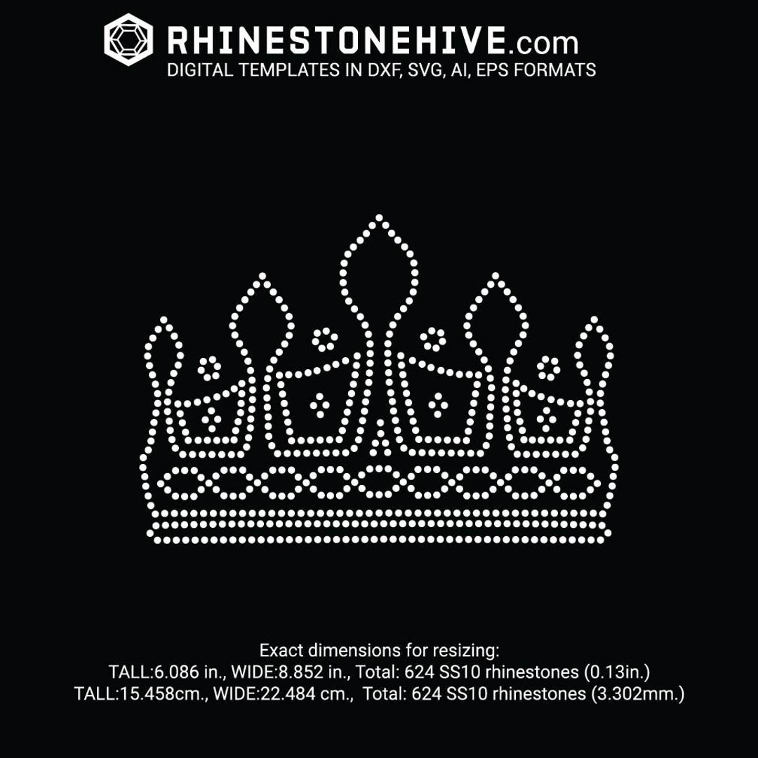 Crown Wide Rhinestone Template Digital Download, Svg, Eps, Png, Dxf ...