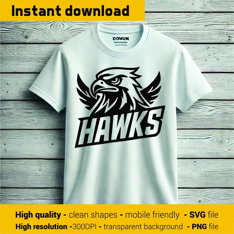 Hawks Mascot SVG PNG DXF – Bold Hawk Logo Clipart for Cricut, Sublimation, Vinyl Cutting, School ...