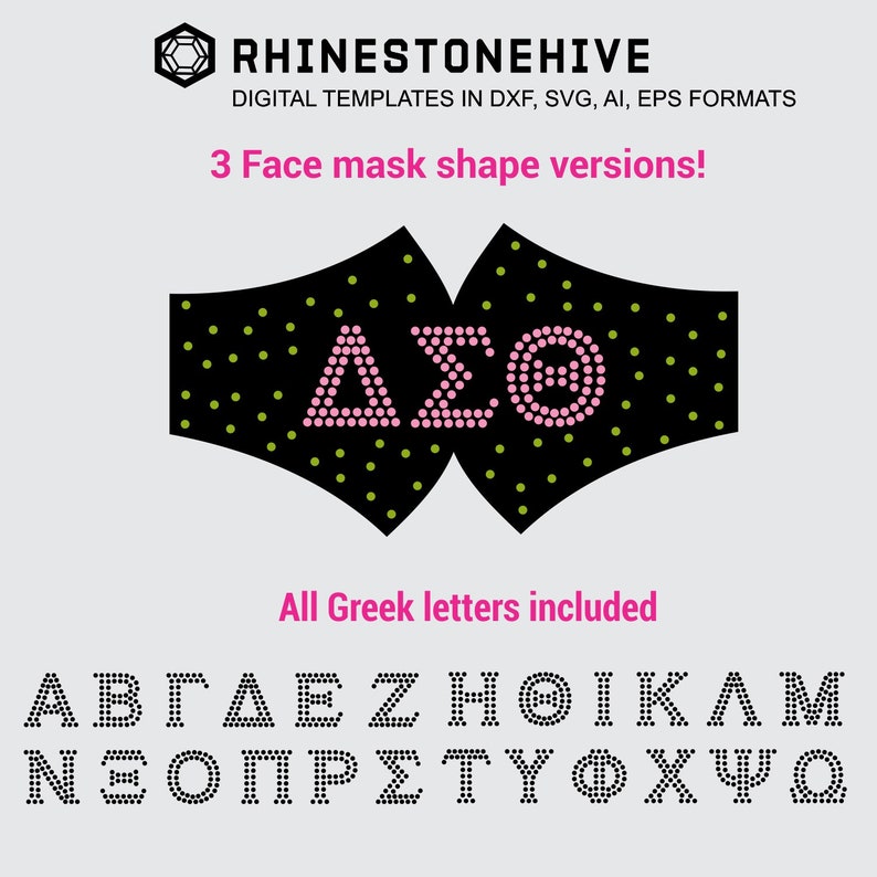 All Greek Letters Rhinestone Templates Large Size Digital - Etsy