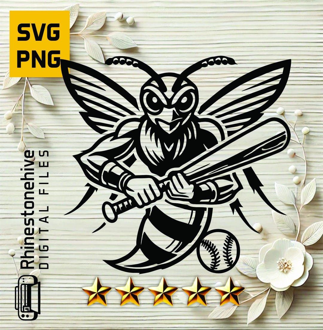 Hornet Baseball Mascot | Angry Wasp Clipart for Cricut | Sports Insect ...