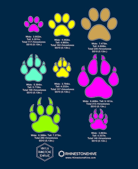 Paw dog wildcat animal's paws vinyl and rhinestone | Etsy