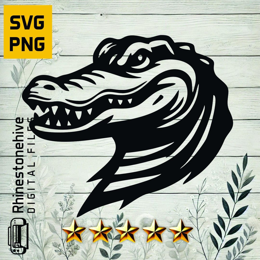 Alligator Head SVG | Crocodile Mascot Clipart | Fierce Gator Vector for ...