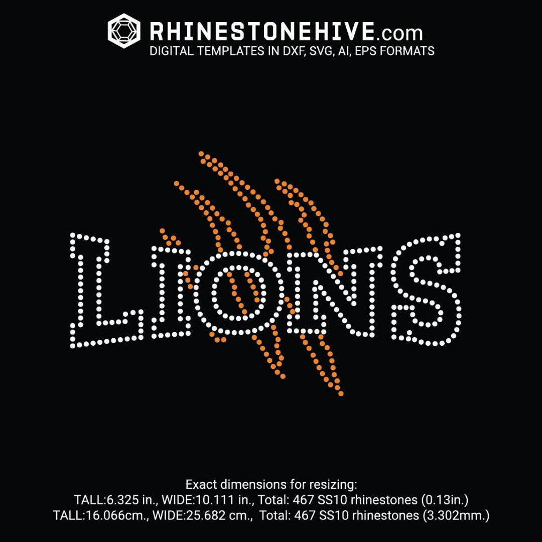 LIONS Rhinestone Template With Claw Marks – School Mascot SVG PNG Dxf ...