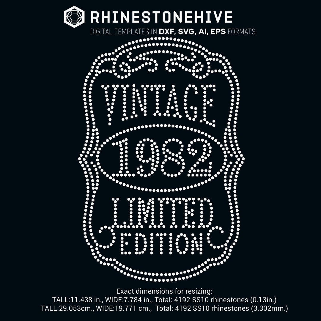 Vintage Birthday Label. (all Digits Included) Rhinestone Templates ...