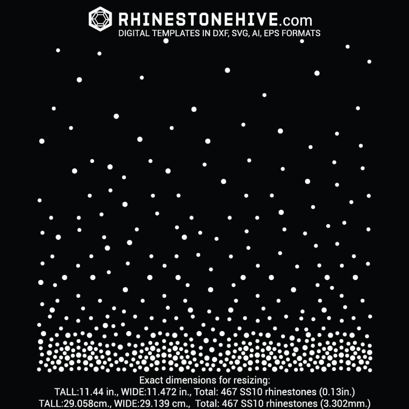 Scattered Rhinestone Template, SS10 SS16, Gradient Design (digital ...
