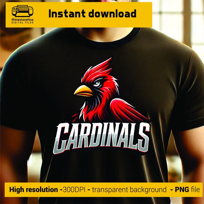 Cardinals Mascot PNG – Bold Red Bird Logo for DTF, DTG, Sublimation ...