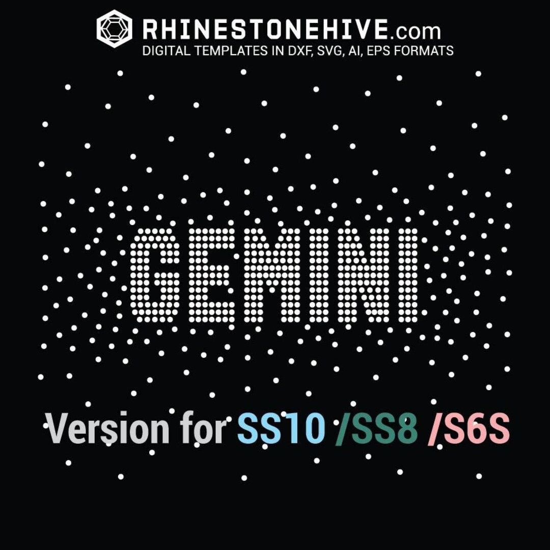 Gemini 3 Sizes Ss6, Ss8, Ss10 Rhinestone Templates, Zodiac Sign ...
