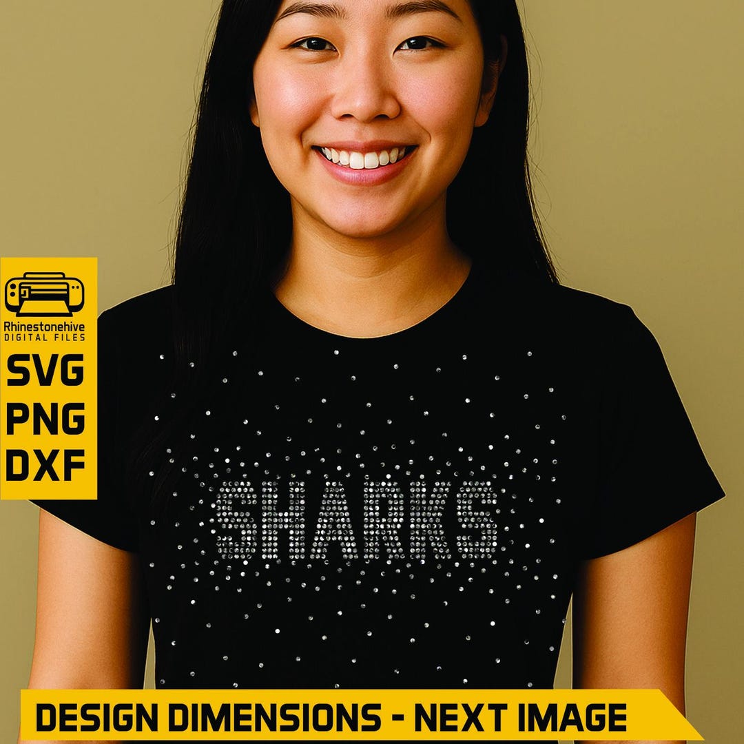 SHARKS Rhinestone Template SVG | SS10 Team Name Sparkle Design | PNG ...