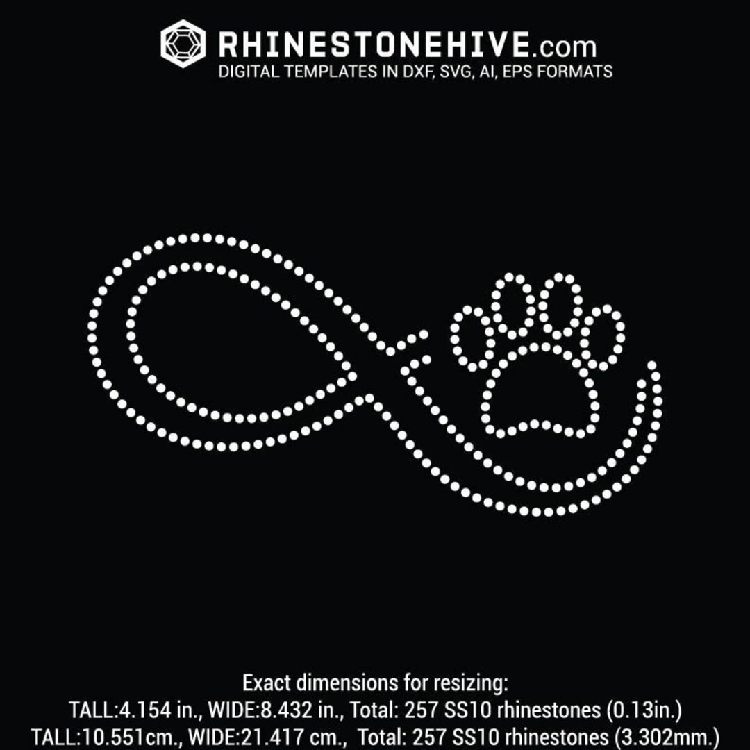Paw Infinity Loop Dog Cat Lover Rhinestone Template Digital Download ...