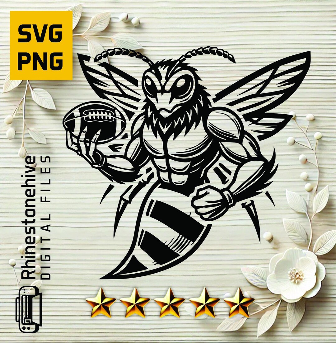 Hornet Football Mascot Clipart | Wasp Sports Logo (PNG SVG) - Etsy