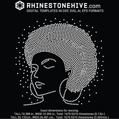 Afro Girl Rhinestone SVG Instant Download SVG EPS Digital - Etsy