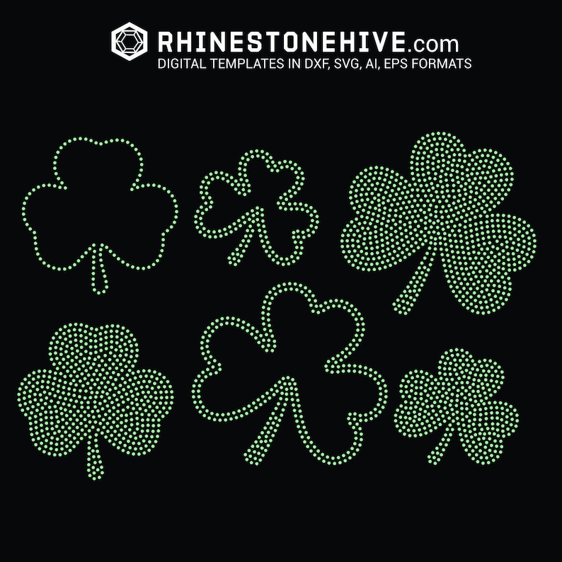 Shamrock, St Patrick's Day Rhinestone Template Digital Download, Svg ...