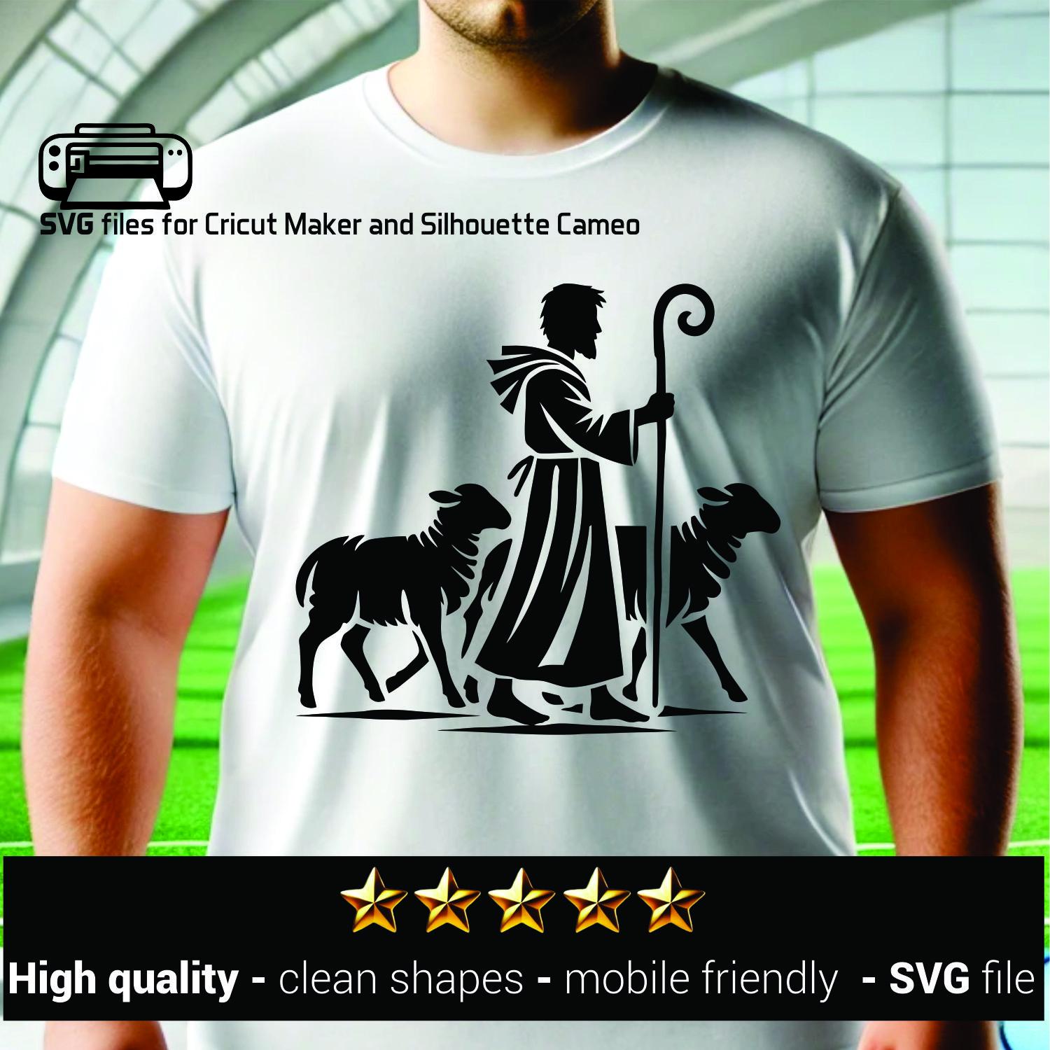 Shepherd With Sheep Digital Design: Faith & Biblical SVG PNG (digital ...