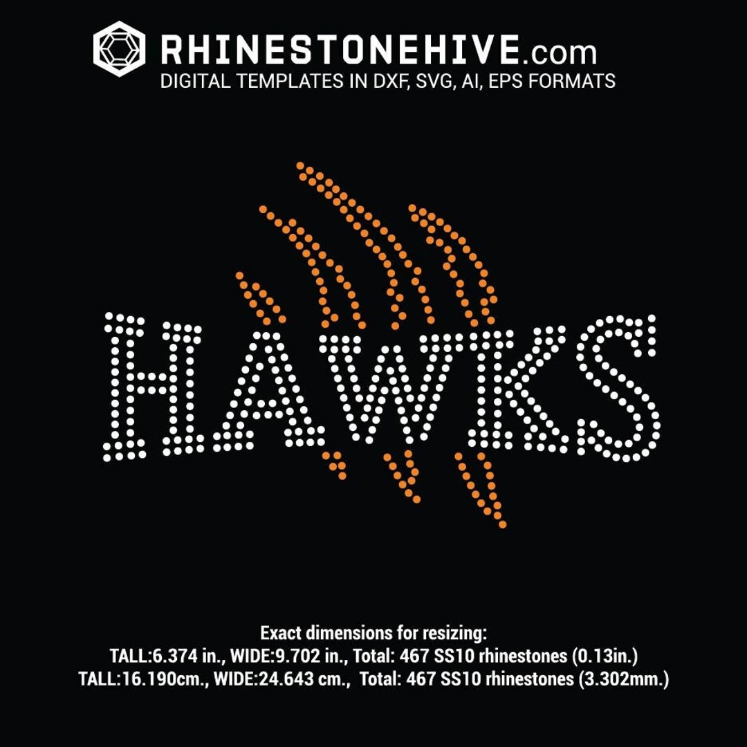 HAWKS With Scratches, Claws Rhinestone Templates, Cheerleader, Fan ...