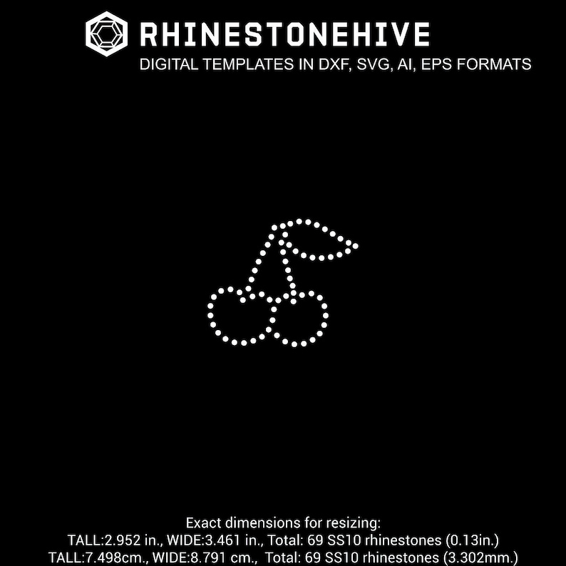 Cherry Rhinestone Template: 3 Designs (digital Download) - Etsy