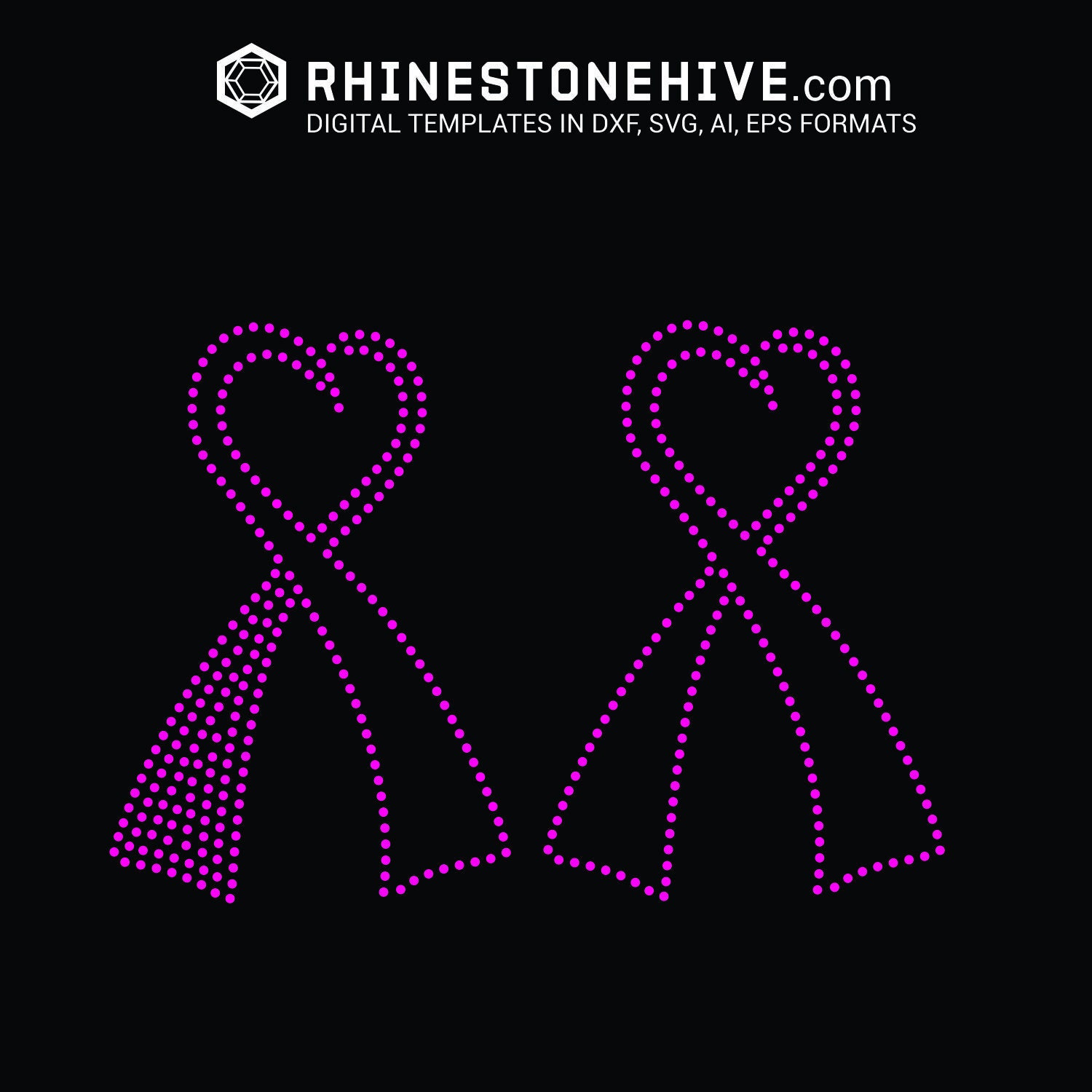 Heart Cancer Ribbon Rhinestone Template Digital Download Svg | Etsy