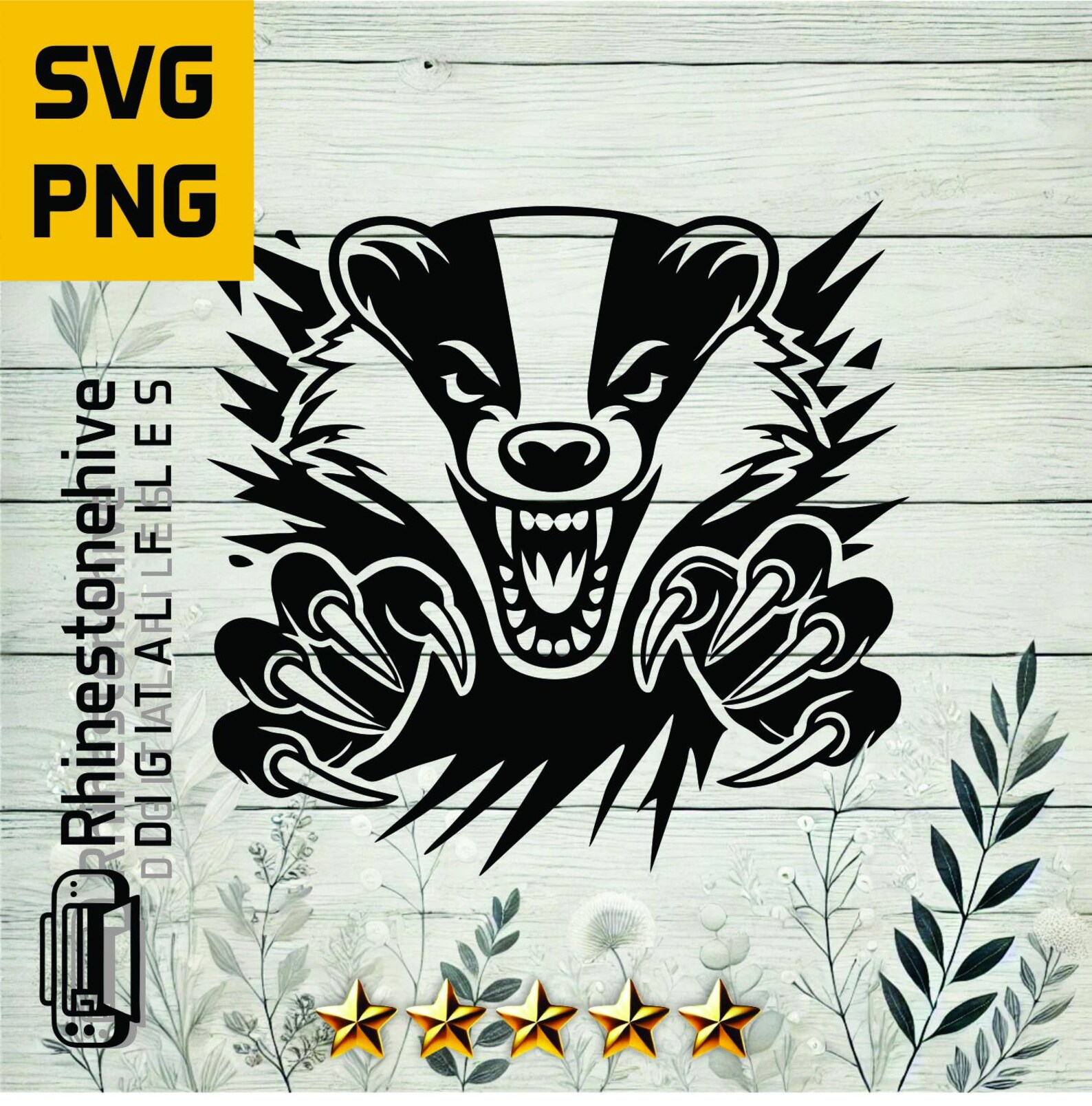 Fierce Badger Mascot SVG | Clawing Animal Graphic (digital Download - Etsy