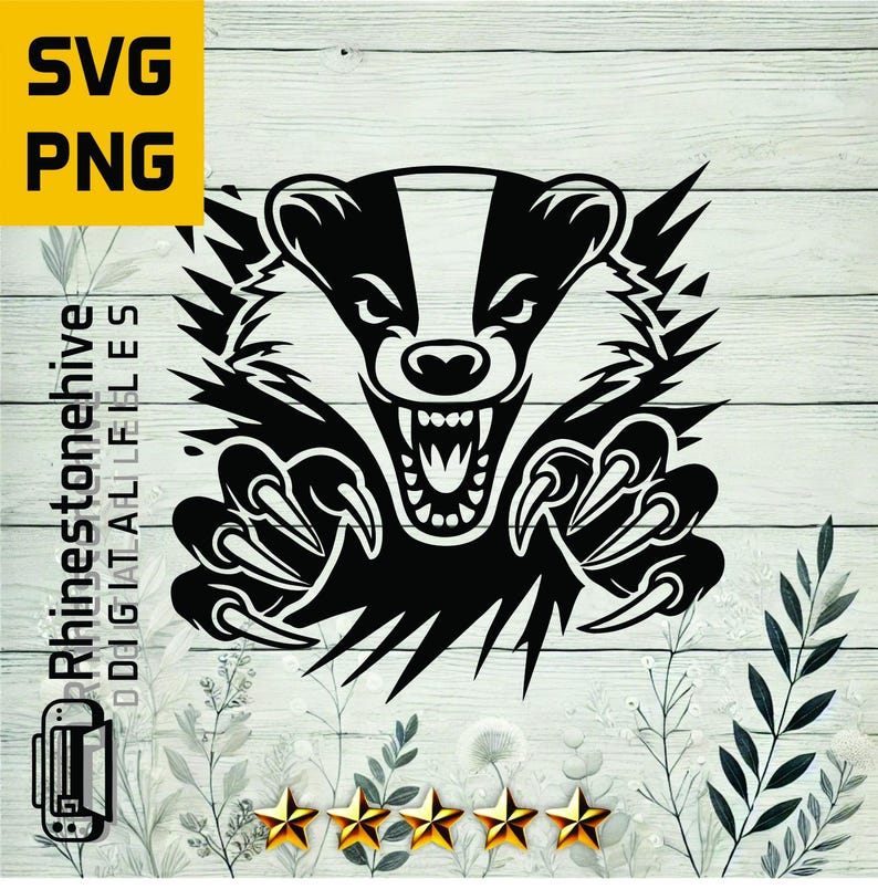 Fierce Badger Mascot SVG | Clawing Animal Graphic (digital Download - Etsy